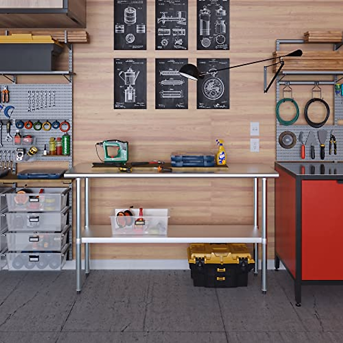 AmGood Stainless Steel Work Table with Undershelf | Kitchen Island Food Prep | Laundry Garage Utility Bench | NSF Certified (60" Long x 18" Deep)