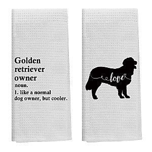 Knibeo Golden Retriever Kitchen Towels - Set of 2, 16x24 Inch Golden Retriever Hand Towels for Bathroom, Golden Retriever Gifts, Golden Retriever Decor