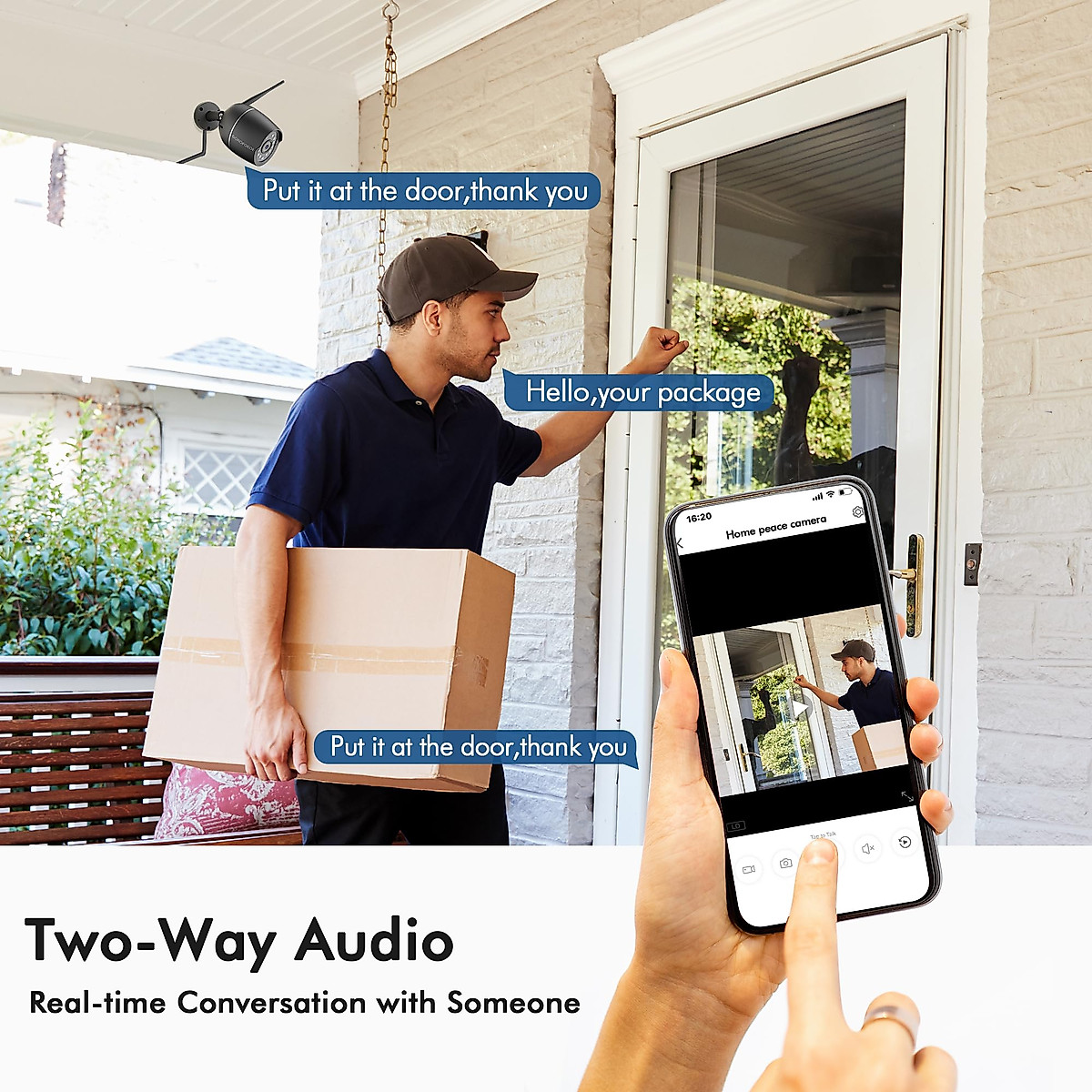 2 Pack GOAOFOEOI 1080P WiFi Full Metal Case Cameras for Home Security Outdoor Waterproof Bullet Camera Two-Way Audio, Motion Detection Alert, SD Card Cloud, Compatible with Alexa