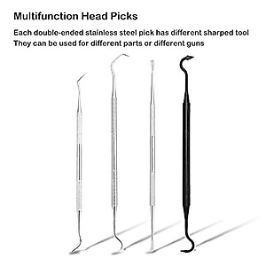 EAmber Gun Cleaning Brushes Picks Kit Set Brass Copper Steel Nylon Stainless Steel Ploymer Pick Set Bristle Brushes (Red)