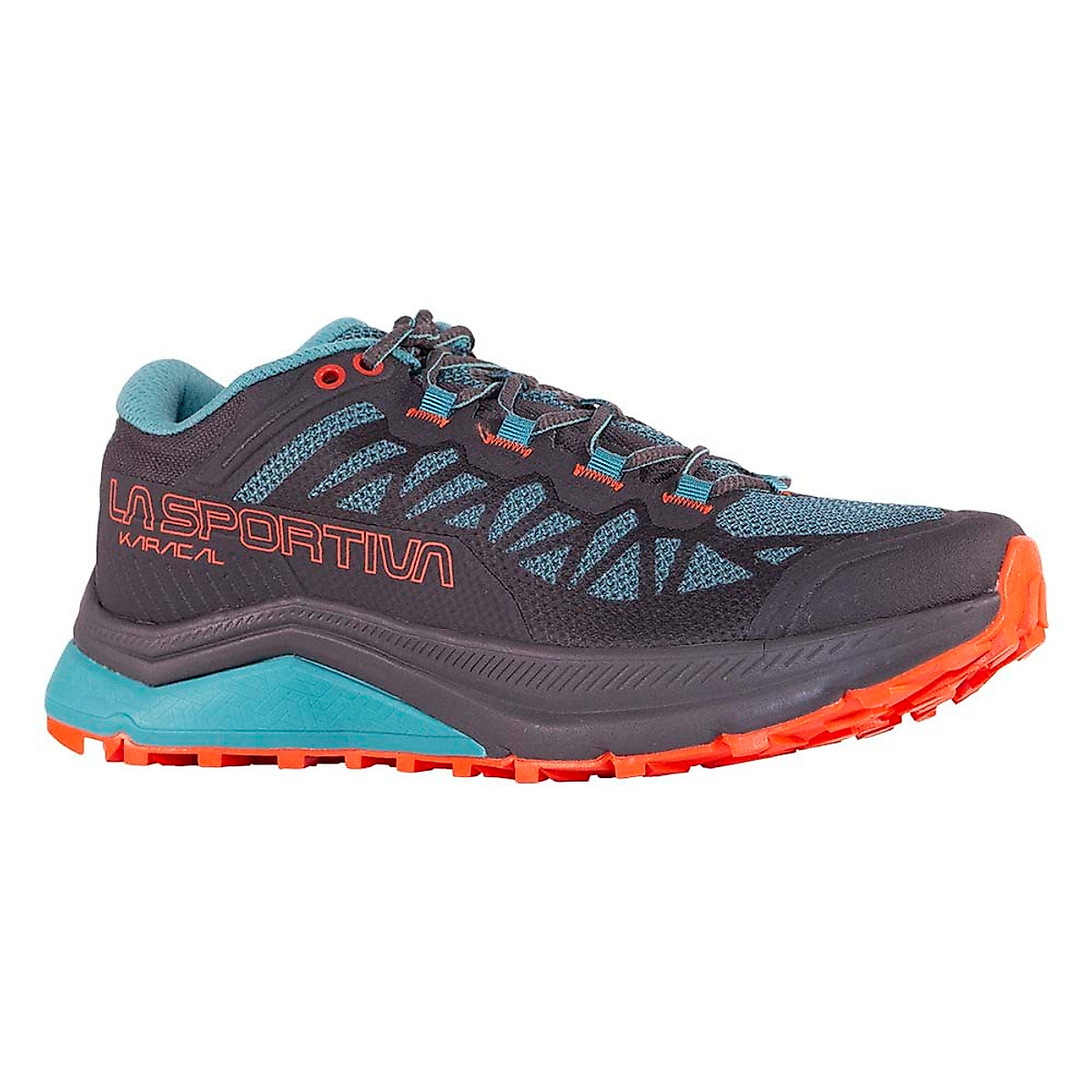 La Sportiva Womens Karacal Trail Running Shoe, Carbon/Lagoon, 9