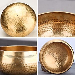 Sound Bowl Meditation Set Handcrafted Tibetan Singing Bowl Heart Chakra Sound Bath Bowls for Zen Music Healing Frequencies Yoga Prayer and Mindfulness Nepal Meditation Mat (17.5cm / 6.89inch)