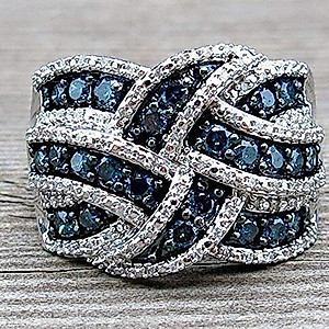 Luxury and Shining Electroplate 925 Silver Blue Sapphire Ring Women Engagement Bridal Gifts Jewelry
