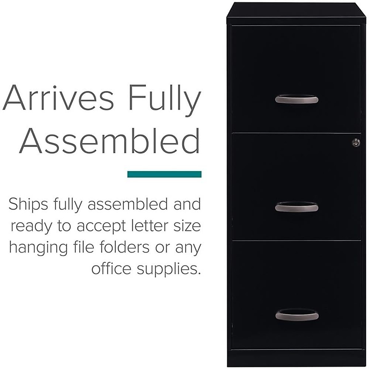 Scranton & Co 3 Drawer Letter File Cabinet in Black
