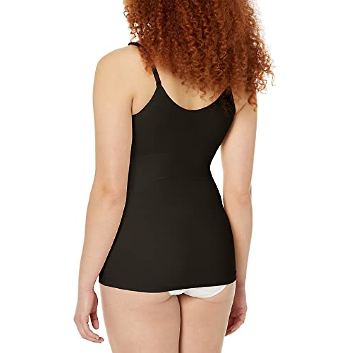 Maidenform Womens Long Length Cami, Firm Control Microfiber Smoothing Tank Shapewear-tops, Black, Large US