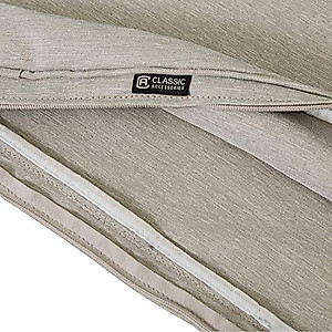 Classic Accessories Montlake FadeSafe FadeSafe Water-Resistant 74 x 23 x 3 Inch Patio Chaise Lounge Cushion Cover, Heather Grey, Patio Furniture Cushion Covers