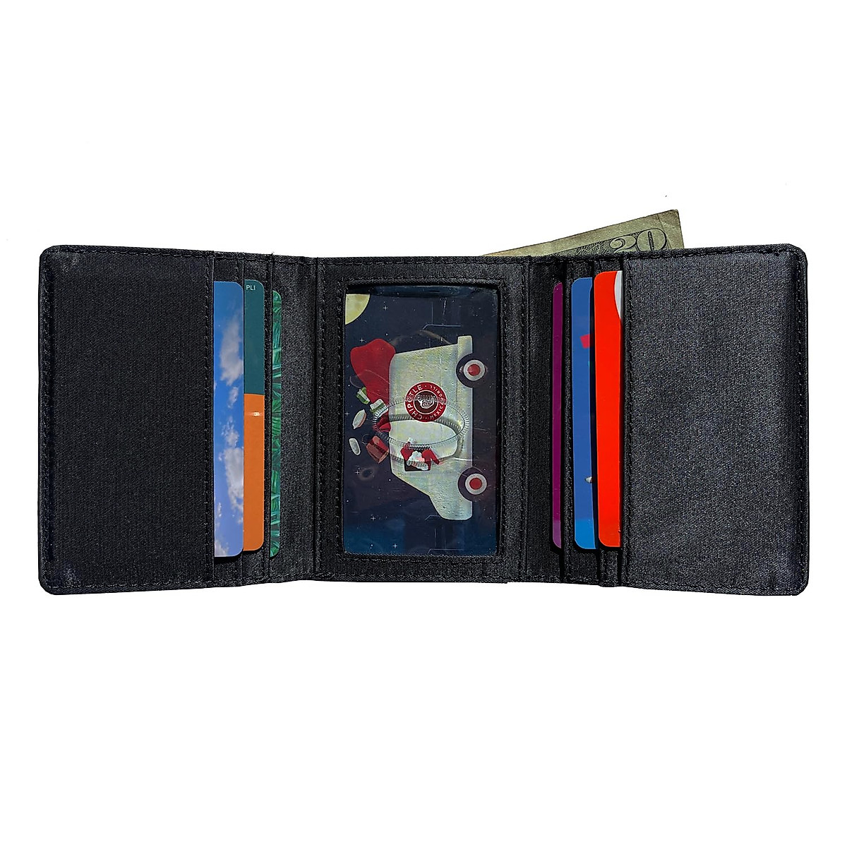 Big Skinny Men's Tri-Fold Slim Wallet, Holds Up to 25 Cards, Black