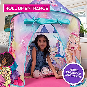 Barbie Pop Up Castle - Dreamtopia Pink Princess Play Tent for Kids | Folds Into Carrying Case - Sunny Days Entertainment