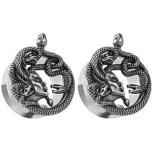 So Scene Stainless Steel Medusa double saddle Ear Plugs Gauges Sold in Pairs (10mm-00 gauge)