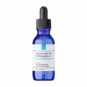 Salicylic Acid 20% Serum, Professional Grade, Acne, Hyper-pigmentation, & Premature Aging, Serum, 1 oz with glass dropper (1 oz (20% Serum))