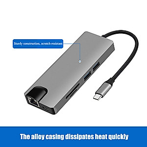 XUNMAIFHB Portable Docking Station,Adapter 9-in-1 Docking Station Multi-Function hub hub USB3.0, HDML, RJ45, TF/SD, Type C, VGA, Audio Jack Fast Transmission