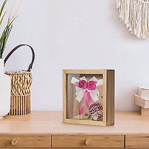 TJ.MOREE Small Shadow Box Frame 5 x 5 Shadowbox Display Case Wooden Picture Frame with Glass Wedding Memorabilia Medals Photos for Wall and Tabletop - Wood
