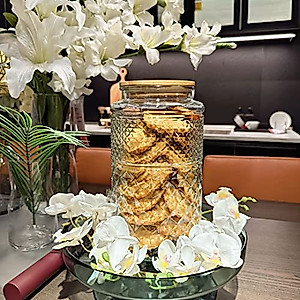 1 Gallon Cookie Jar, Wide Mouth Large Glass Jars with Bamboo Lid, Airtight Storage Food Kitchen Counter Containers for Candy, Flour, Oats, Coffee Bean, Pet Treats, Laundry Pods, Laundry Detergent