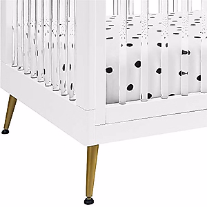 Delta Children Sloane 4-in-1 Acrylic Convertible Crib - Includes Conversion Rails, Bianca White w/Melted Bronze