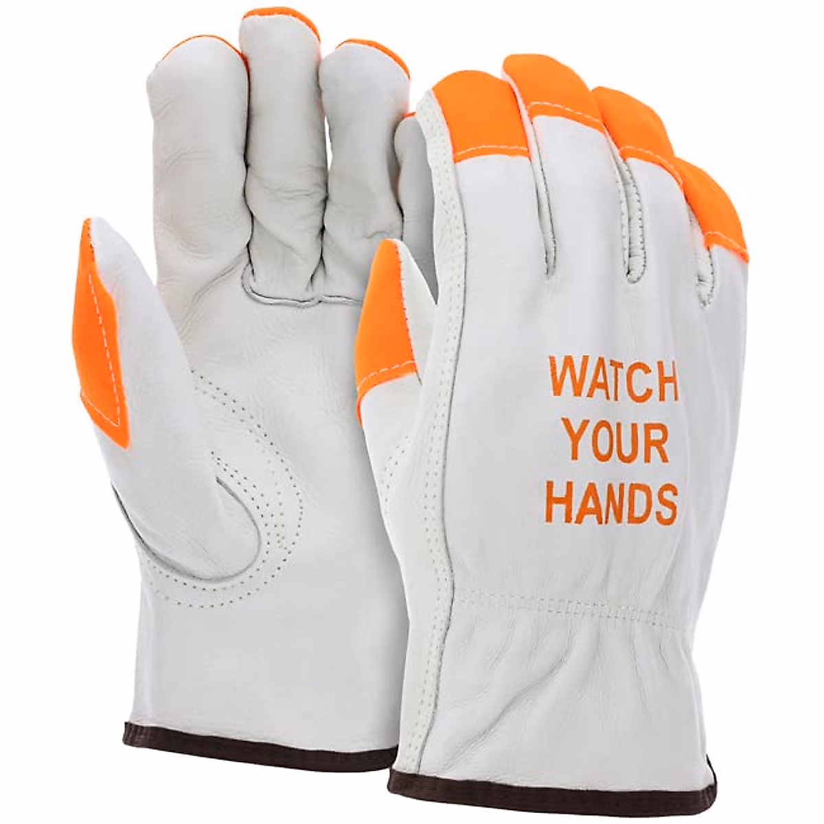 ATERET 12 Pairs Large Hi Vis Heavy Duty Durable Cowhigh Leather Work Gloves