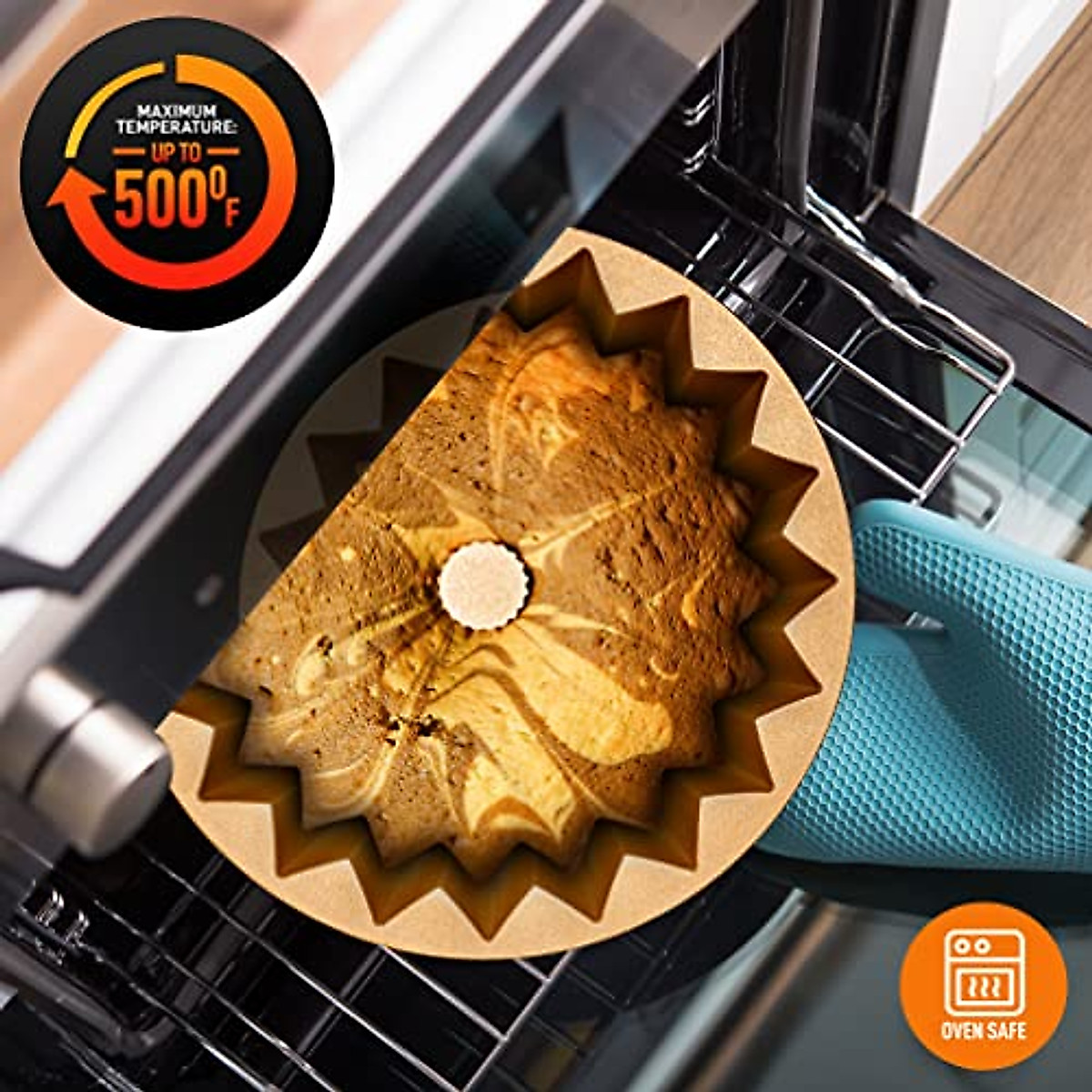 NutriChef 9-Inch Cake Pan - Thick and Heavy Cast Aluminum Bakeware Cake Mold with 2 Layers of Nonstick Coating - Fluted Lines Design for Uniform Baking Up To 500 Degrees - Easy to Clean, Gold