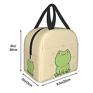 Senheol Cute Frog Cartoon Print Lunch Box, Kawaii Small Insulation Lunch Bag, Reusable Food Bag Lunch Containers Bags for Women Men