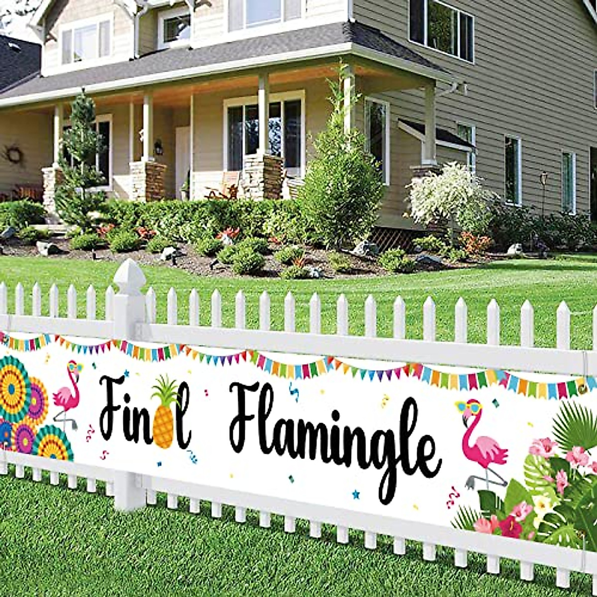WHPCT Final Flamingle Banner,Flamingo Hanging Banner,Flamingo Bachelorette Party Decorations,Flamingo Bachelorette Party Favors Yard Lawn Sign,9.8X1.6 Ft, White, 9.8Ft X 1.6Ft