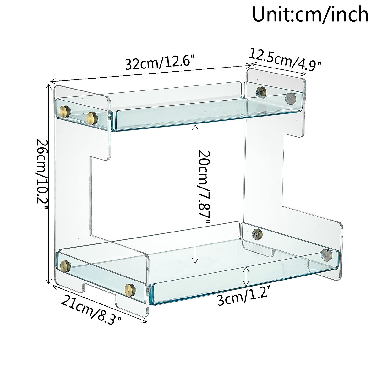 Clear Bathroom Countertop Organizer, 2 Tier Standing Counter Organizer, Bathroom Organizer Shelf Cosmetic Storage Holder (Acrylic) SHUNLI
