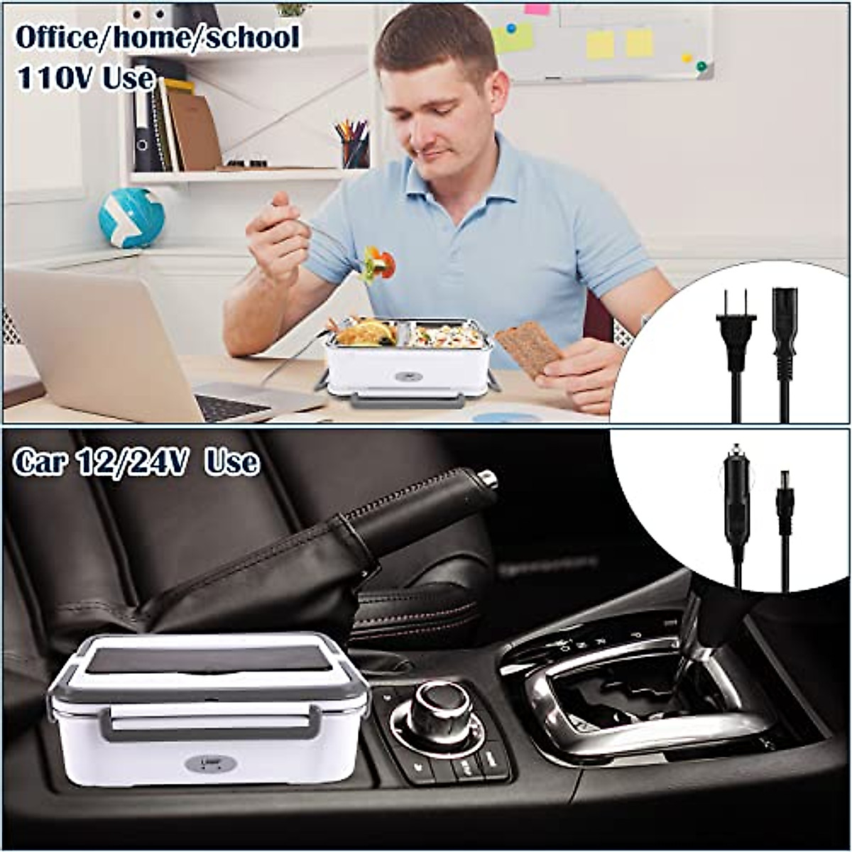 Brynnl Electric Lunch Box Heated Lunch Box for Work/Car/Home, 2023 Upgrade Food Heatable Lunch Box for adults, Portable Lunch Box Durable 304 Stainless Steel Container with Spoon Fork Carrying Bag