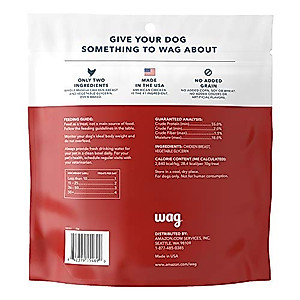 Amazon Brand – Wag Chewy Whole Muscle American Jerky Dog Treats – Chicken (1 lb), Grain Free