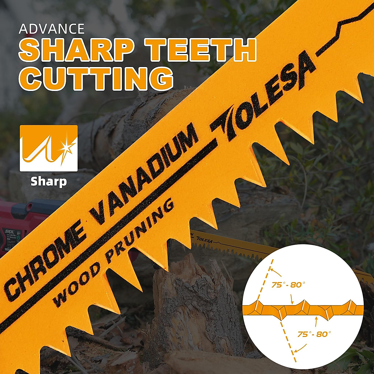 TOLESA CR-V 12 Inch Reciprocating Saw Blades 5 TPI (5 Pack), Wood Pruning Sawzall Blades for Tree Trimming Cutting