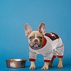 ASENKU Dog Pajamas Jumpsuit, Plaid Dog Pajamas for Small Dogs Pjs Clothes, Puppy Onesies Outfits for Doggie Christmas Shirts Sleeper Suits for Puppies Pet Cats (Grey Deer, XS)