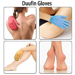 Duufin 14 Pairs Exfoliating Gloves Shower Glove Exfoliator Bath Gloves for Shower, Spa, Massage, Body Scrub, Dead Skin Cell Remover