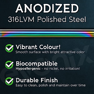 2pc 18 Gauge Captive Bead Ring Rainbow Anodized Stainless Steel Hypoallergenic Septum Earrings 8mm