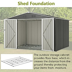 Goohome 10ftx8ft Storage Sheds, Metal Outside Garden Storage Shed w/Lockable Door, Roof Design Sheds & Outdoor Storage, Stable Spacious House Garden Utility Tool Storage Shed for Backyard, Bike Shed
