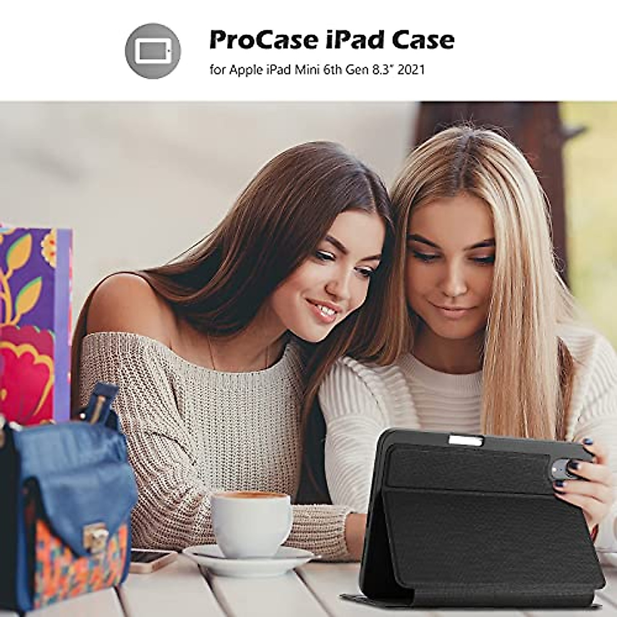ProCase Cover for iPad Mini (A17 Pro) 2024 / iPad Mini 6 Case 2021 Mini 6th Generation Case with Pencil Holder, Slim Smart Folio Stand Cover Shockproof Protective Cases for iPad Mini 8.3 Inch -Black