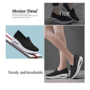 Women's Orthopedic Anti-Slip Sneakers,Summer Wedge Air Cushion Breathable Mesh Slip On Walking Shoes,Casual Wedge Sneakers. (Blue,4.5)