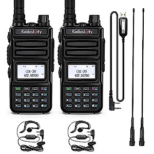 2 Pack Radioddity GM-30 GMRS Radio Handheld 5W Long Range Two Way Radio, GMRS Repeater Capable, with NOAA Scanning & Receiving, Display Sync for Off Road Overlanding, with 15 inch High Gain Antenna