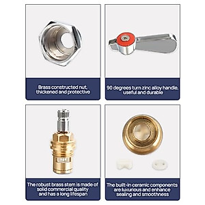 Sepaitek Red Hot Faucet Handle Repalcement Valve Stem Repalcement Assembly, Faucet Parts for Commercial Kitchen Faucet, Brass Constructed with Ceramic Disc