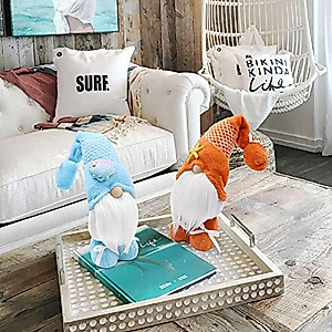 CiyvoLyeen Beach Gnomes Decorations Sea Star Shell Gnomes Handmade Decor Shelf Sitters Swedish Gnomes Nisse Scandinavian Summer Gnomes Plush Elf Dwarf Home Household Ornaments Set of 2