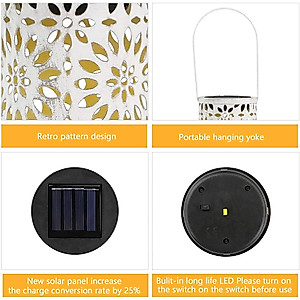 Tencoz Solar Lantern Outdoor, Solar Lantern Waterproof Garden LED Solar Light, Solar Metal Lantern Hanging Lights Moroccan Solar Decorative Lantern for Garden, Patio, Yard and Table