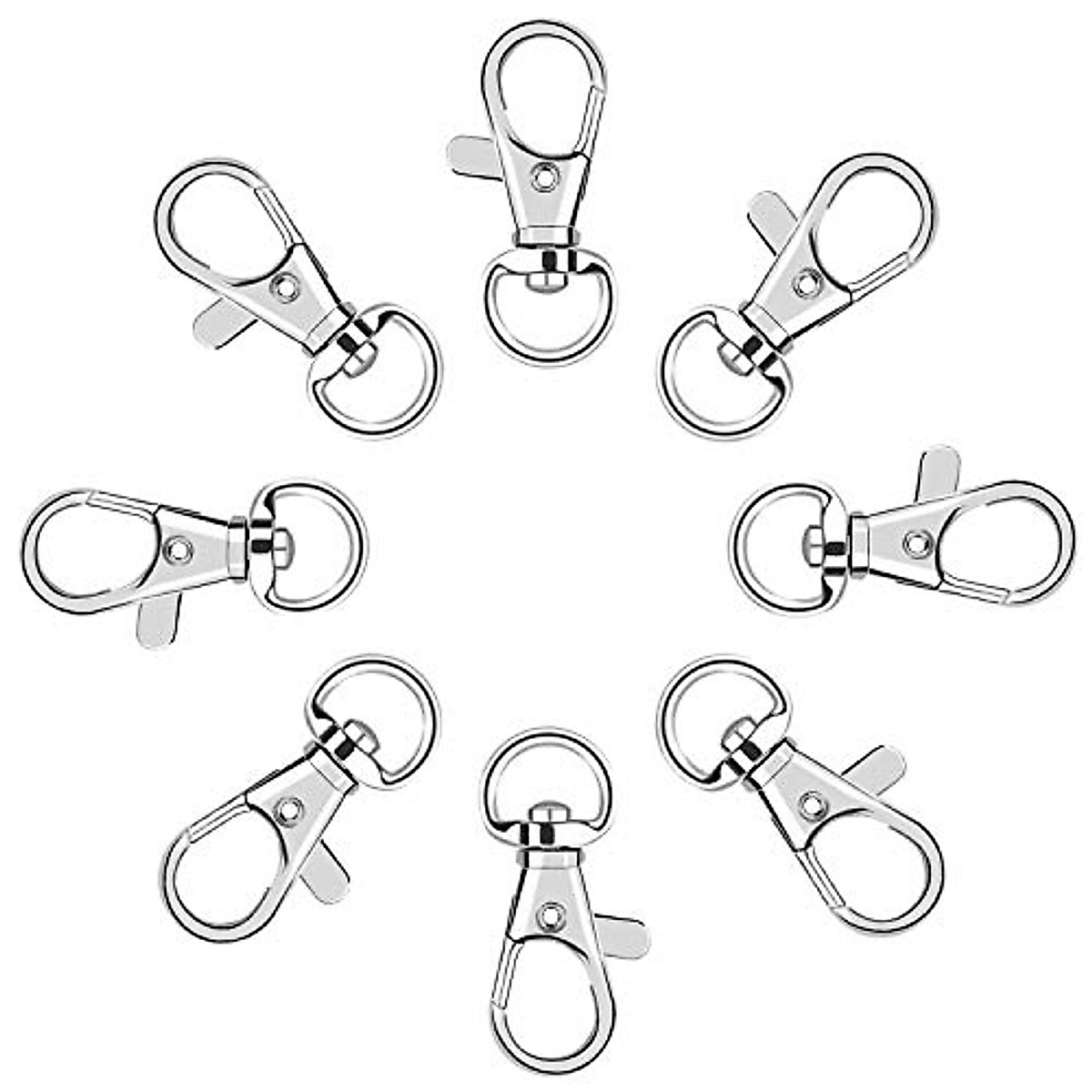Metal Swivel Clasps Lanyard Snap Hook - 120pcs Lobster Claw Clasp for Keychain Crafts (Silver)