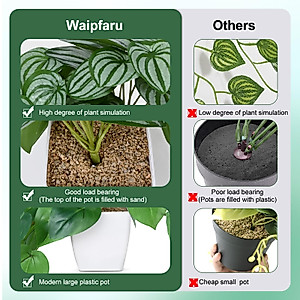 Waipfaru 2Pcs Fake Plants, Realistic Small Fake Plants, Faux Plants Indoor with Plastic Pots, Fake Potted Plants, Artificial Plant for Home Shelf Bathroom Kitchen Room Office Indoor Outdoor Decor