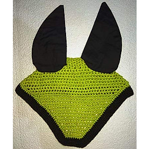 A C Horse Ear Net Crochet Fly Veil Equestrian Fly Bonnet/Veil/mask Standard Size