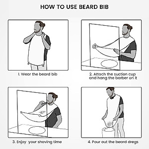 Beard Bib, Men Beard Trimming & Shaving Apron Cape Smock Catcher- Gift For Husband Father (White)