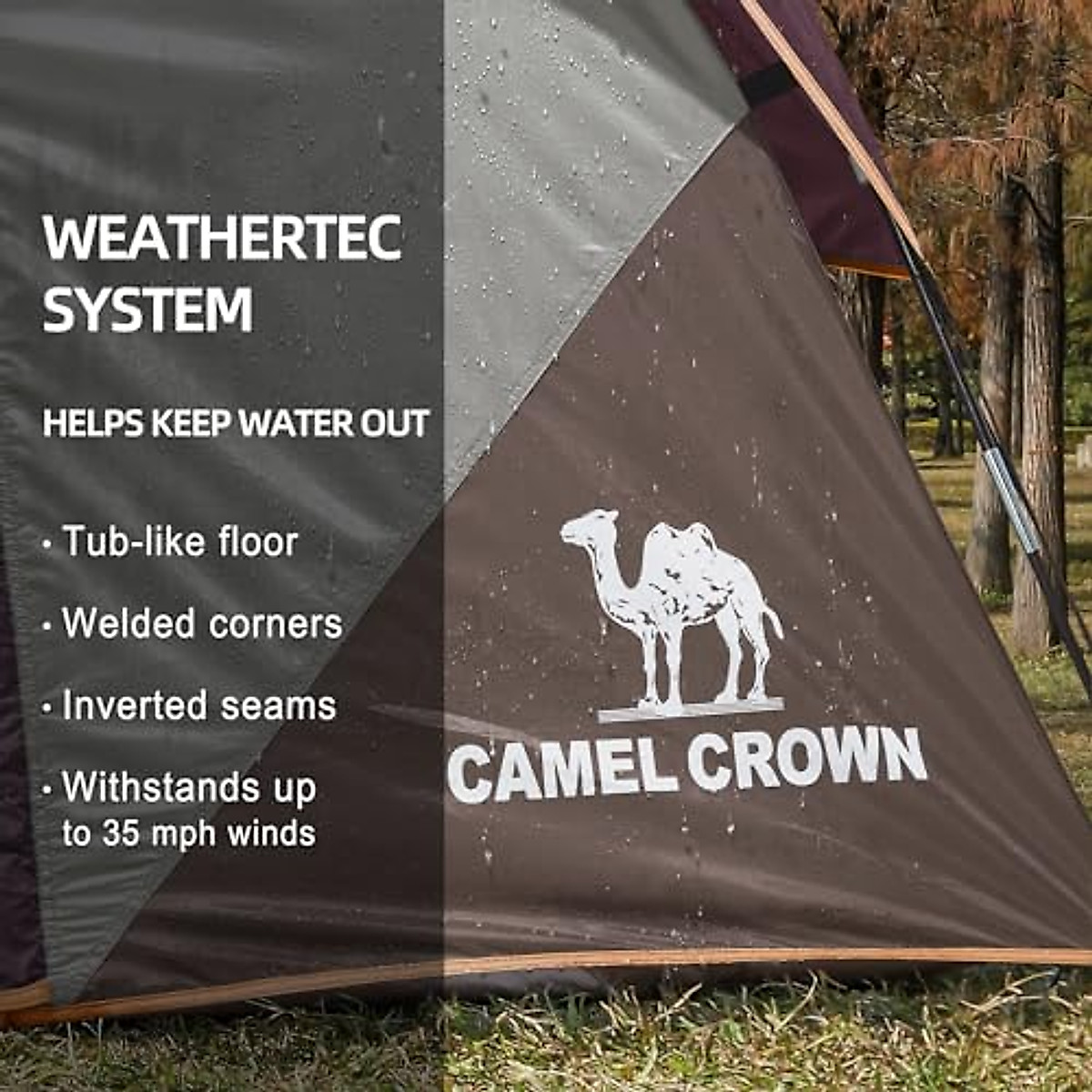 CAMEL CROWN Tents for Camping 4 Person Tent Waterproof Easy Setup Backpacking Tents with Floor Mats 3/4/5 Person Family Tent for Outdoor Hiking