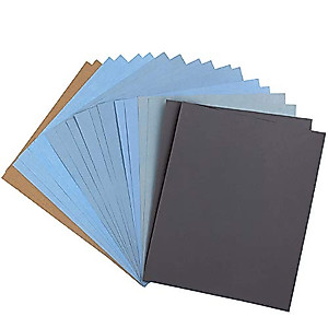 CenterZ 9x11 inch 18 Sheets Sandpaper, Wet or Dry 2000-12000 Grit 9 Assortment Sand Paper, Extra Fine Abrasive Pads for Automotive Sanding, Wood Turing Finishing, Metal Furniture Polishing and More