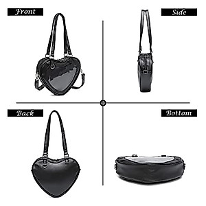 Emprier Women Heart Shaped Shoulder Bags Clear Tote Purse Ita Bag Backpack Cross body Purse for Anime Pins