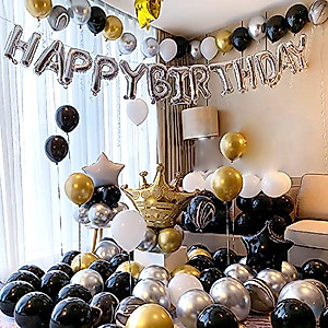 COLOURBOW Black Balloons Black Gold Balloon Garland Kit 114Pcs Black Balloons Metallic Black and Gold Balloons Black Silver Balloons Set for Birthday Wedding Decorations Graduation Decorations