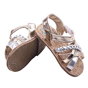 Beeliss Baby Sandals Rubber Sole Summer Shoes (6-12 Months Infant, Gold, 6_months)