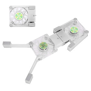 Laptop Cooling Pad, Portable Laptop Cooling Fan Stand, Folding Laptop Cooling Pad Double Fans LED Blue Light Notebook Computer Cooler(White)