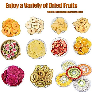 OUOSY 7Pcs Reusable Dehydrator Sheets For Dehydrator, Round Silicone Dehydrator Mats For Fruit, 13 inch Premium Non Stick Food Dryer Mesh Sheet (7 Pack, 13 x 13‘’), 13 x 13 In, White