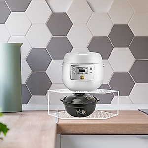 Amosfun Kitchen Countertop Corner Shelf Rack: 2-Tier Metal Wire Plate Dish Organizer Cabinet Corner Stand Rack 9.4x4.7x13.4 Inch