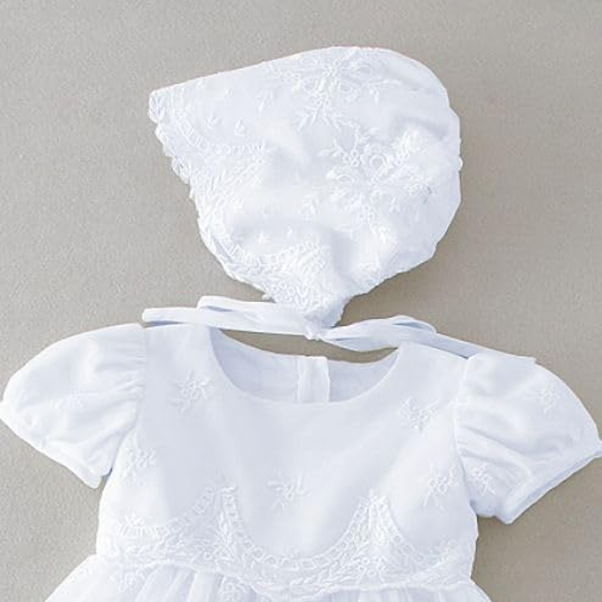 Bow Dream Baby Girls Christening Baptism Dress Formal Party Special Occasion Dresses for Toddler 4Pcs White 12-18 Months