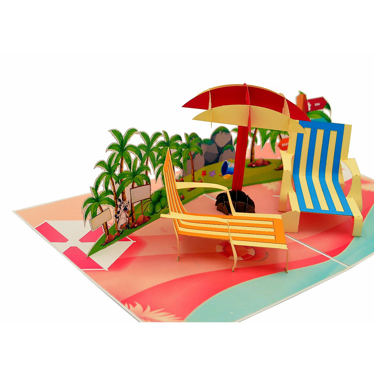 Time to Say Hello to Summer Pop Up Card, Greeting Card Butterfly Flied Out, Summer Birthday Card, Beach Day Card, 3D Card, Greeting Cards, Celebration Card 6" X 8" when closed